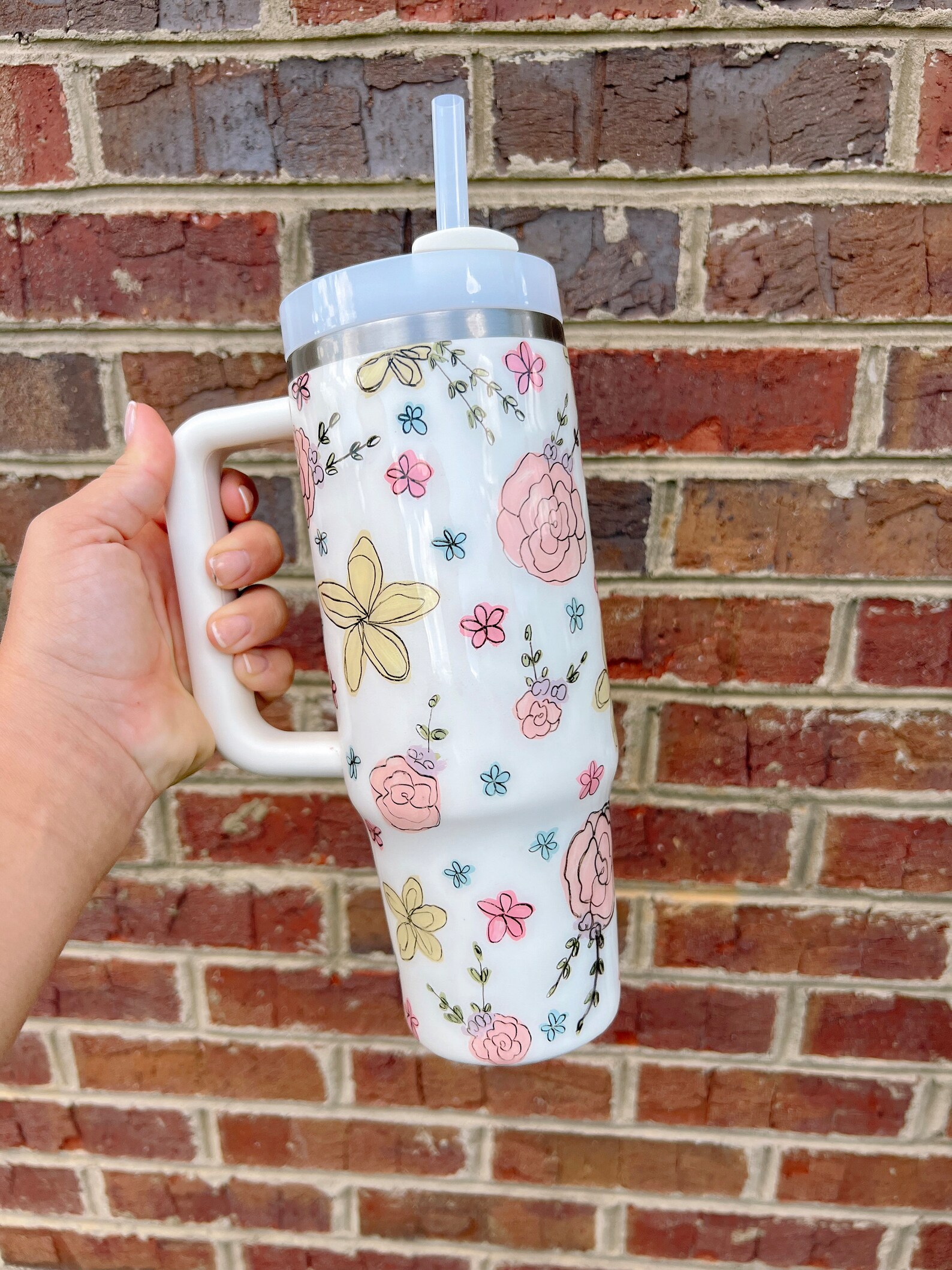 Pastel Floral Painted Stanley Tumbler - Etsy
