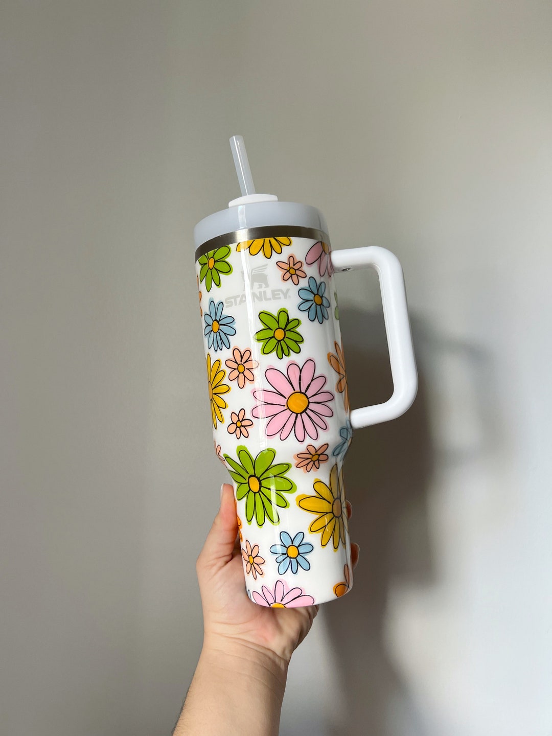 Colorful Daisy Painted Stanley 30oz, 40oz Tumbler - Etsy
