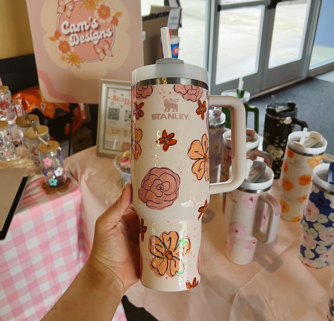 Floral Painted Stanley 30oz, 40oz Tumbler - Etsy