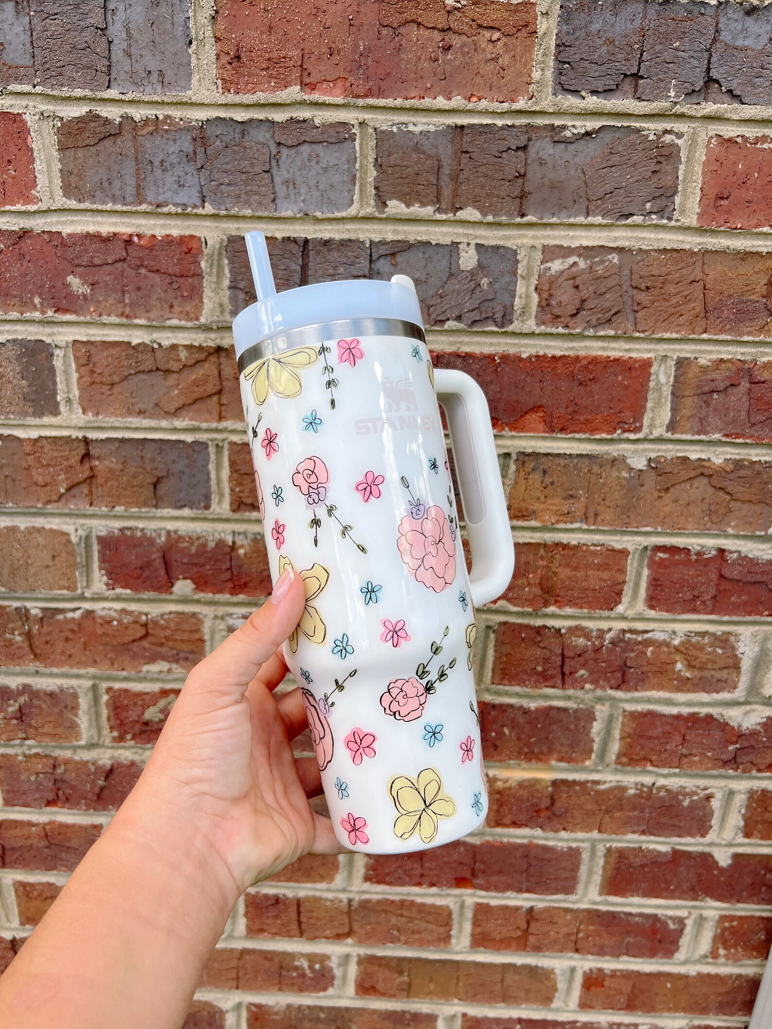 Pastel Floral Painted Stanley Tumbler - Etsy