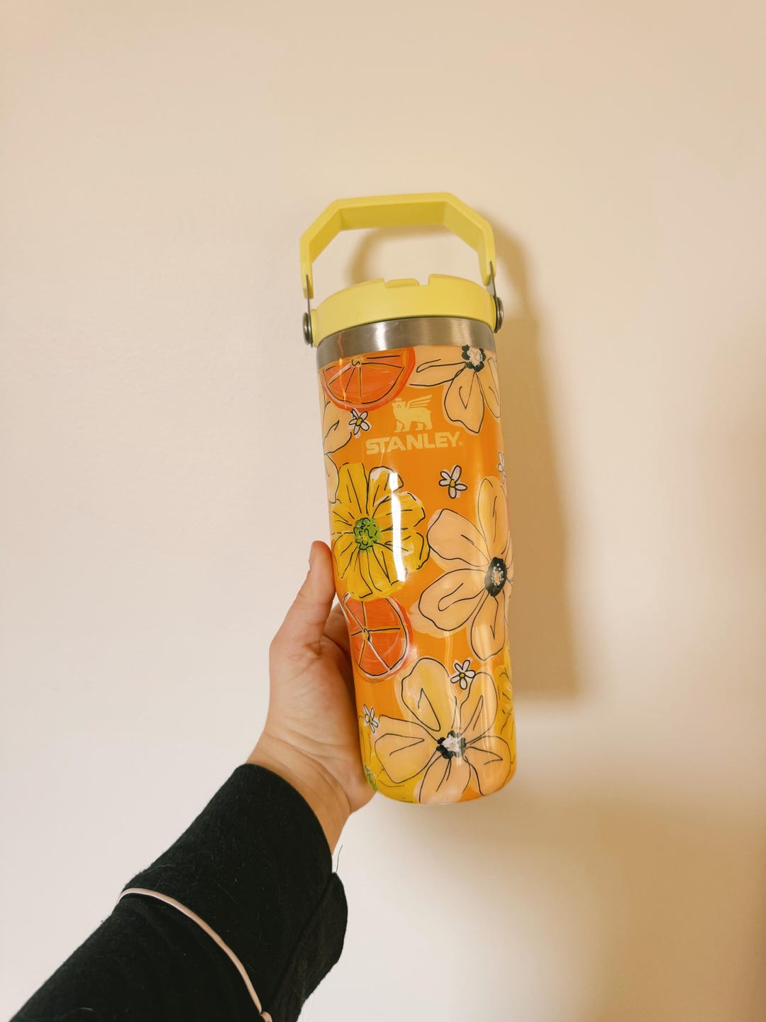 Painted Floral Stanley Tumbler / Summer Floral Stanley / Custom Painted ...