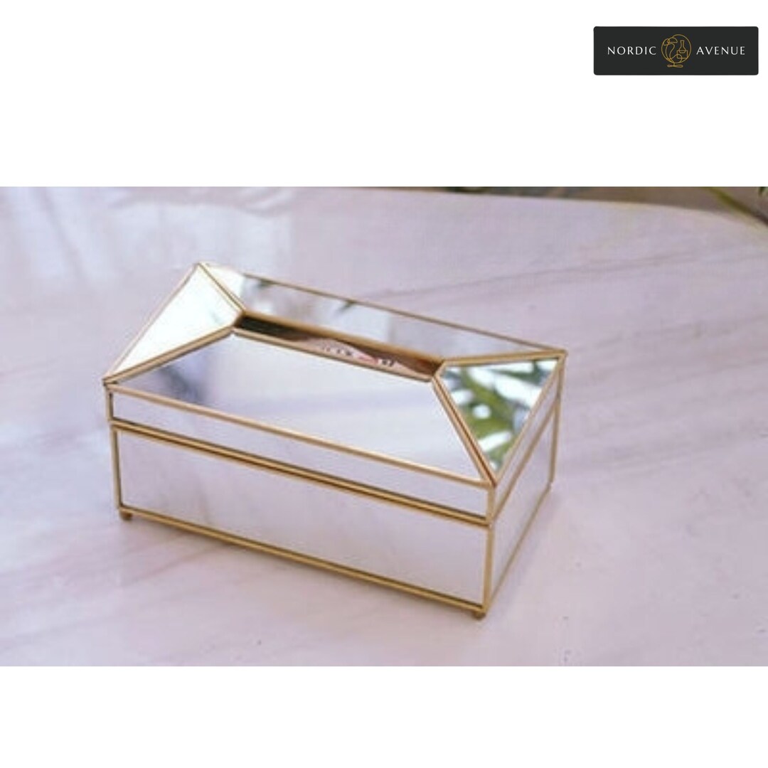Brass and Glass Tissue Box Rectangle Light Luxury Style - Etsy