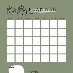 Monthly Calendar Printable - Forest Colors - Etsy