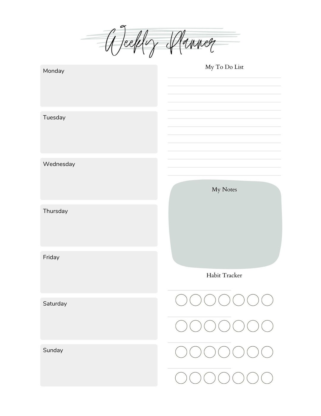 Weekly Calendar Printable - Earth Colors - Etsy