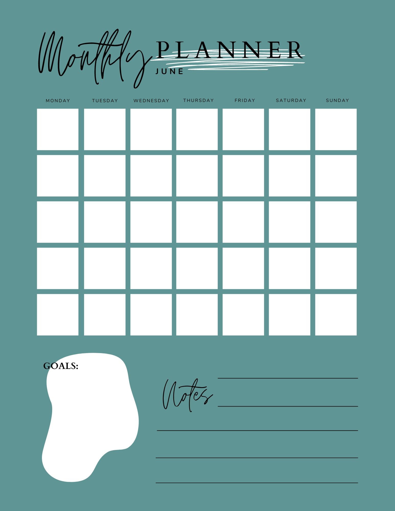 Monthly Calendar Printable - Spring Colors - Etsy