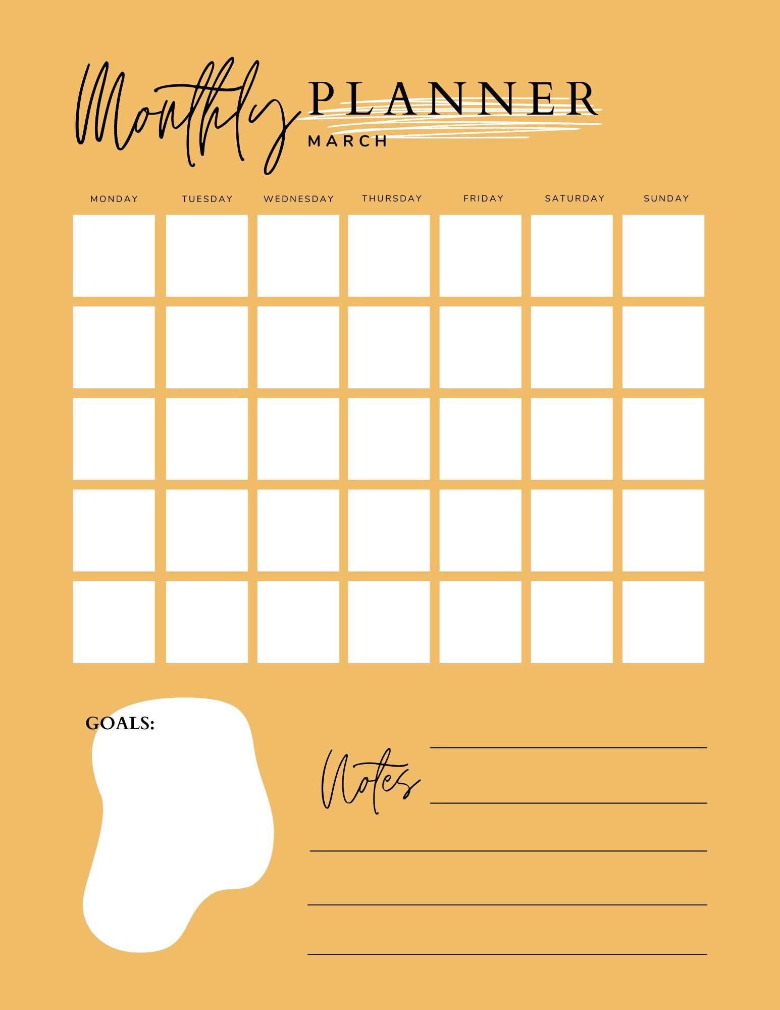 Monthly Calendar Printable - Spring Colors - Etsy