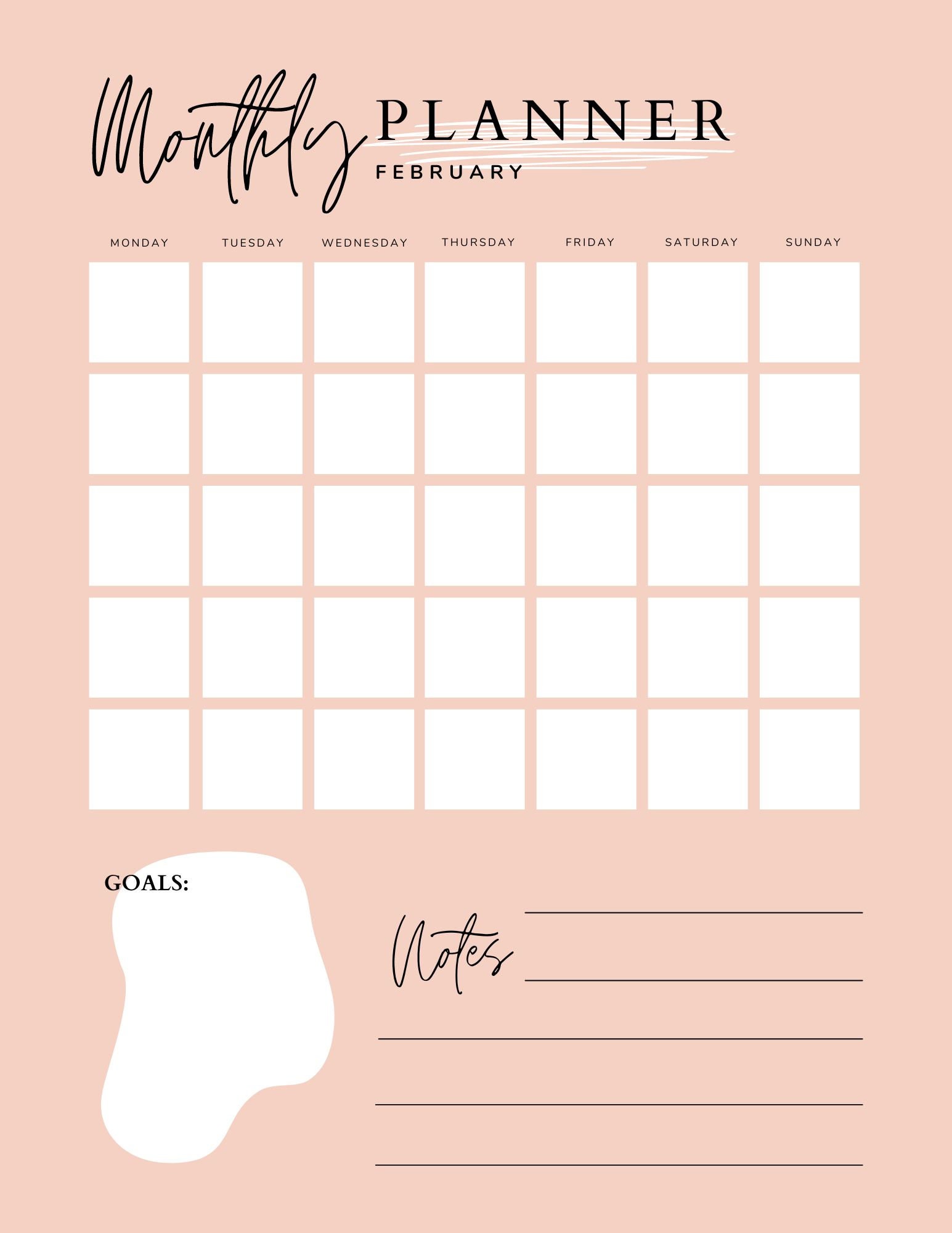 Monthly Calendar Printable - Spring Colors - Etsy