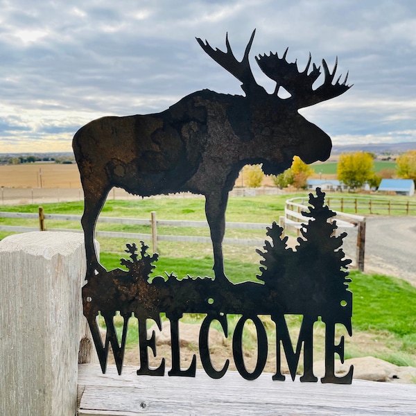 Moose Welcome Sign - Etsy
