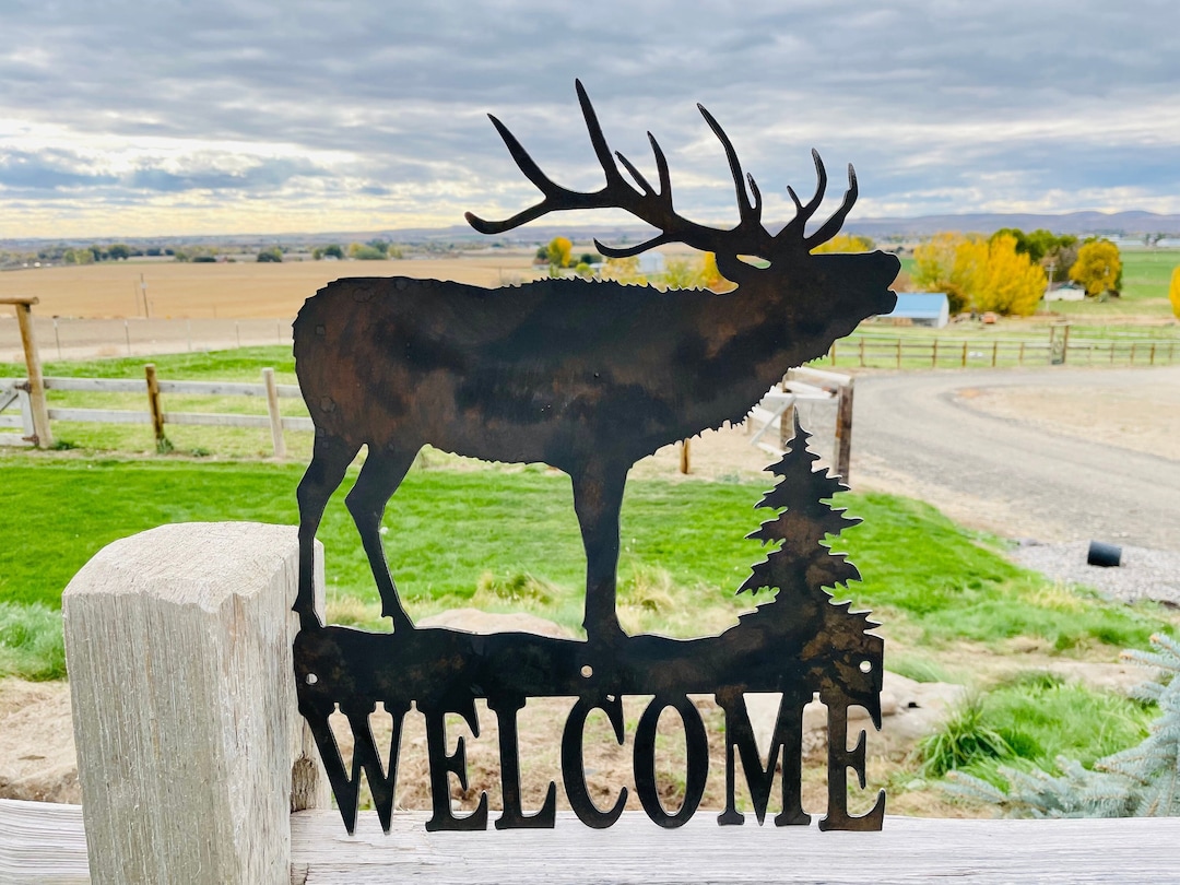 Bugling Elk Welcome Sign - Etsy