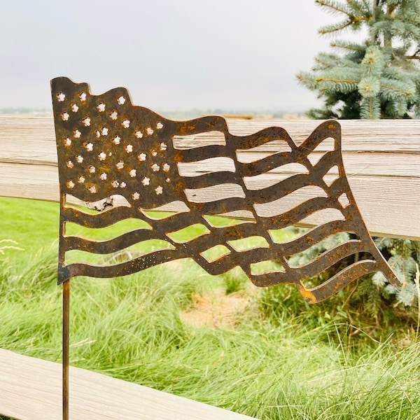 American Flag Metal Yard Stake - Etsy