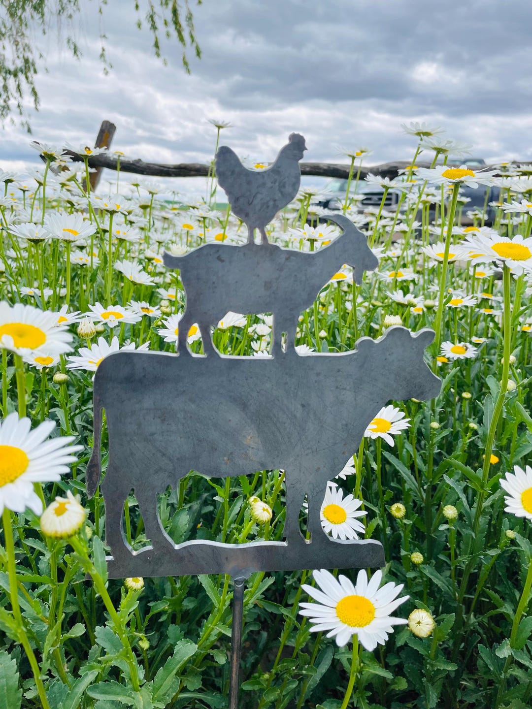 Cow Goat Chicken Garden Stake - Etsy