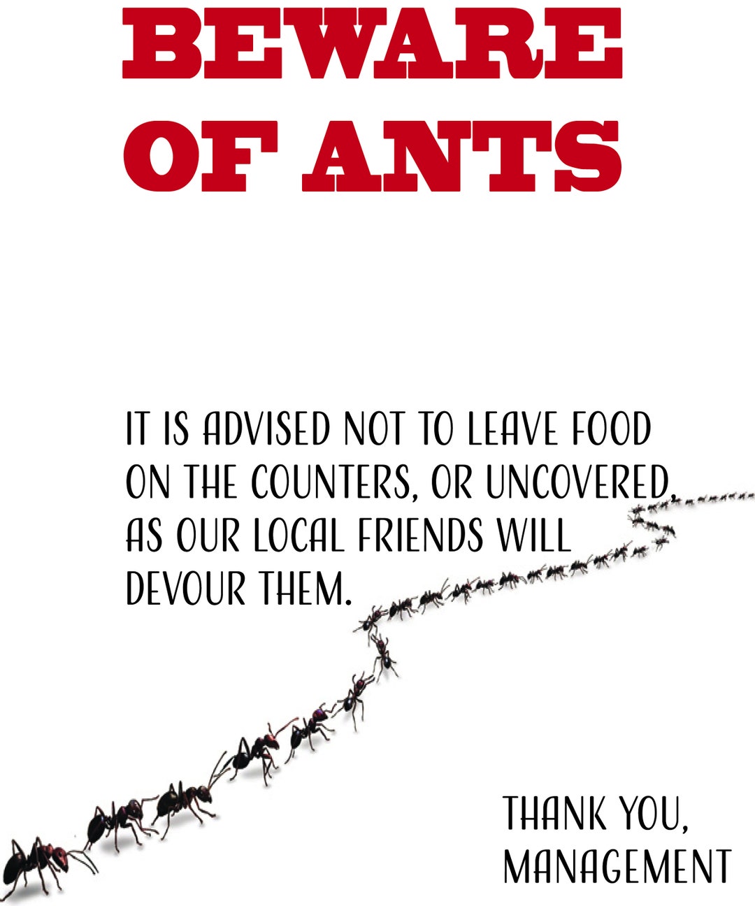 Beware of Ants Do Not Leave Food Out - Etsy
