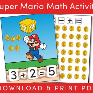 Super Mario Math Practice Activity for Kids, Printable PDF, Easy ...