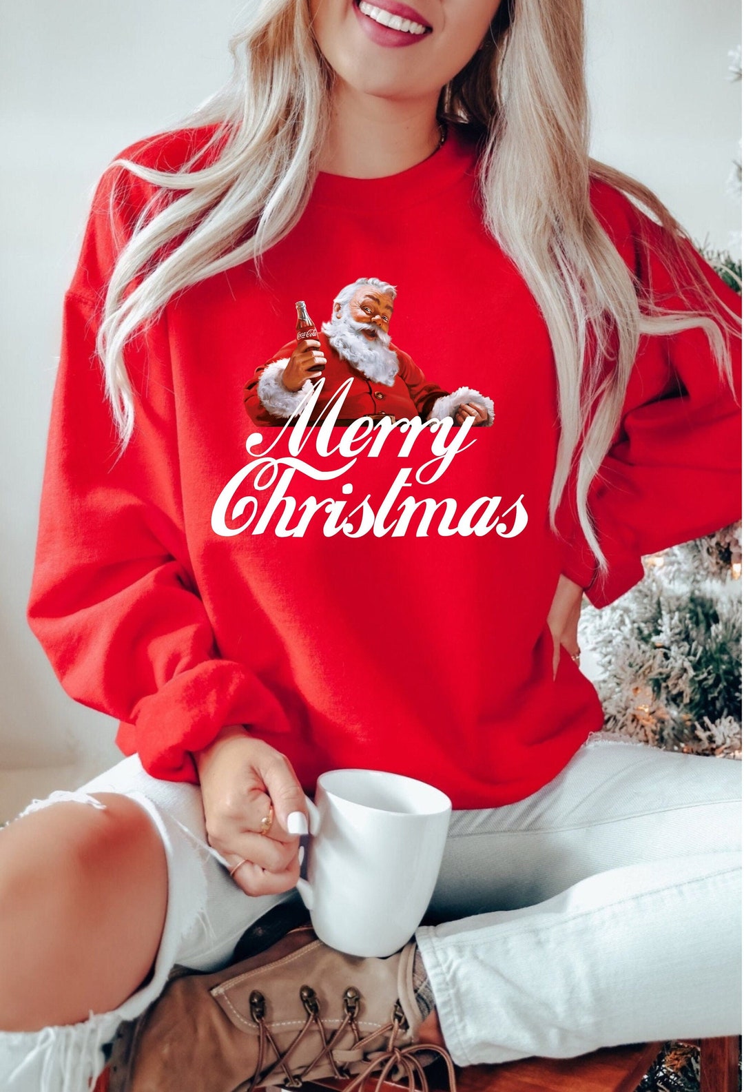 Retro Santa Merry Christmas Sweatshirt, Santa Sweater, Comfy Sweater ...