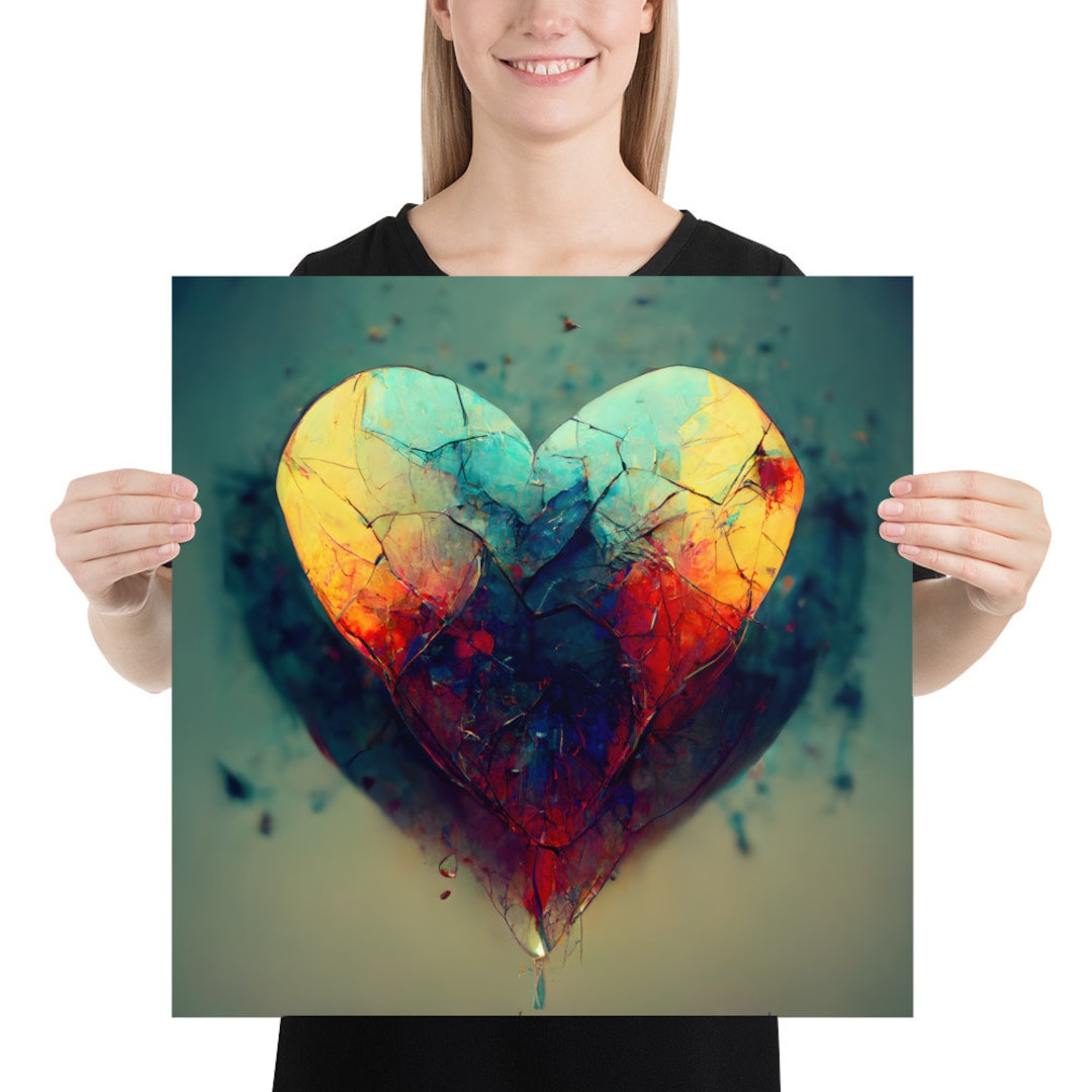 Broken Heart Abstract Poster - Etsy