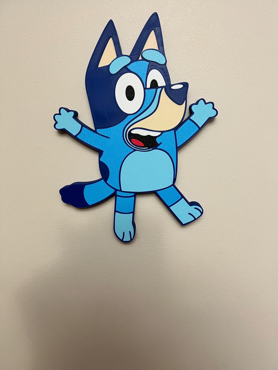 Bluey in Playful Pose - Handcrafted Wall Art for Kids - Etsy