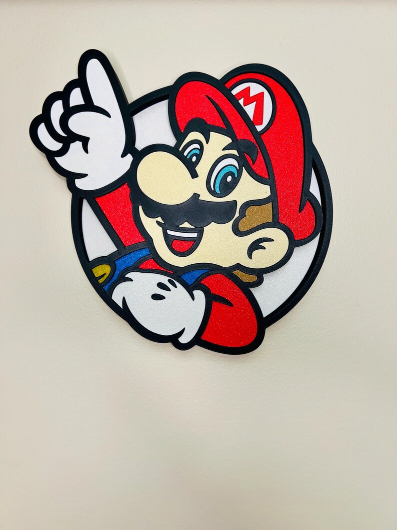 Super Mario Pointing the Way - Handcrafted Wall Art - Etsy