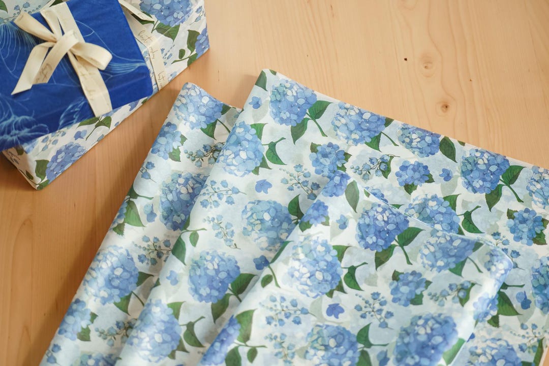 Blue Hydrangea Tissue Paper Set of 10, Flower Tissue Paper, Hydrangea ...