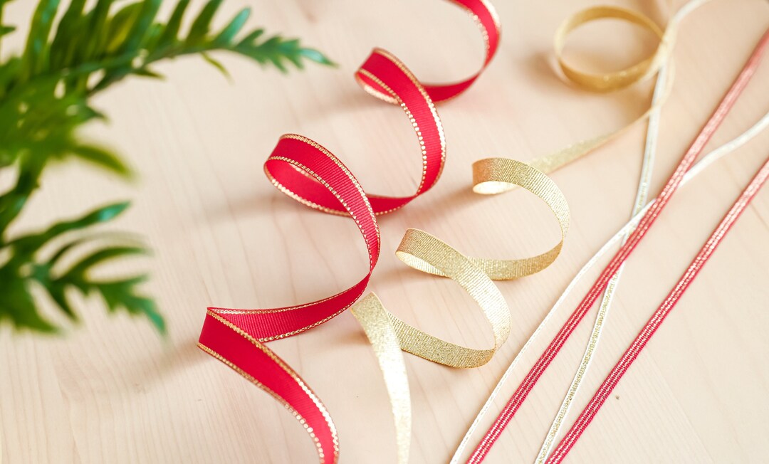 Christmas Red Ribbon Set of 4, Red Christmas Ribbon Set, Holidays ...