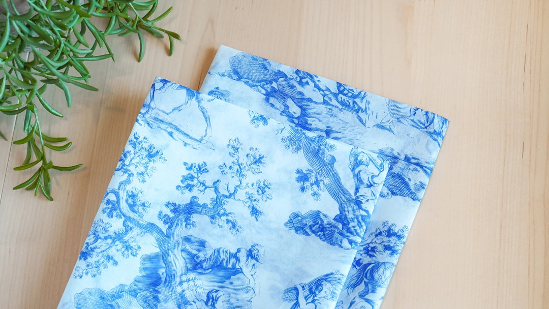 Toile De Jouy Tissue Paper, Royal Blue Tissue Paper, Toile De Jouy ...