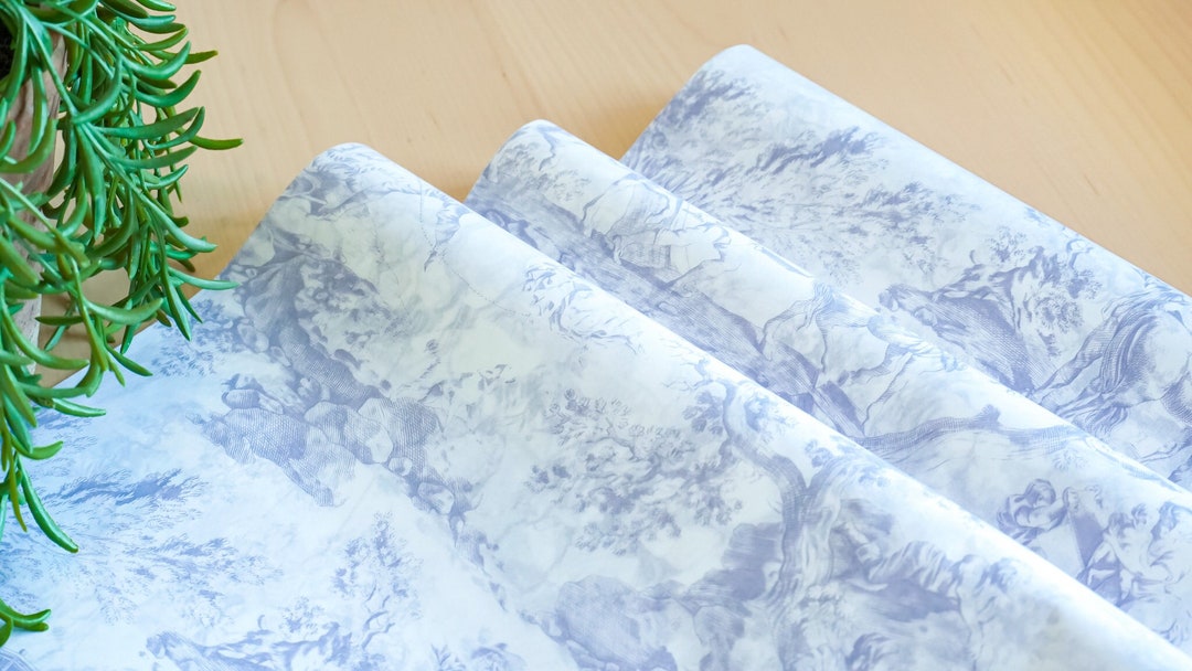 Toile De Jouy Tissue Paper, Smoky Blue Tissue Paper, Blue Toile De Jouy ...