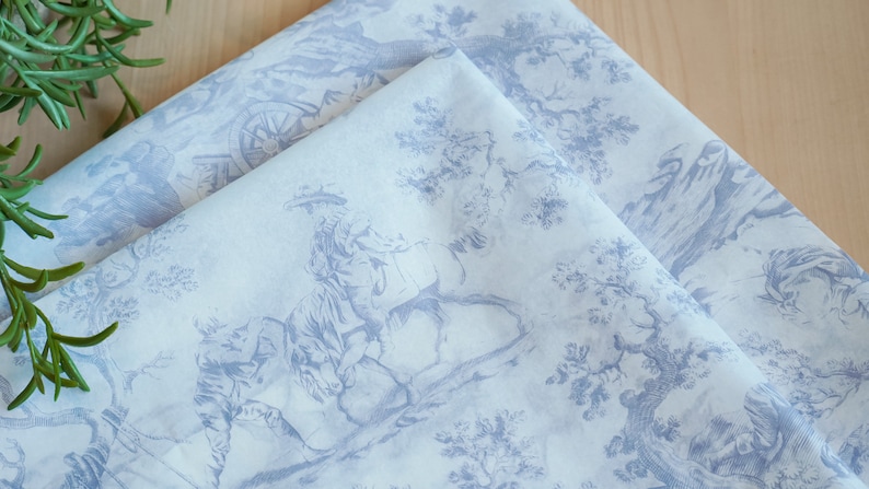 Toile De Jouy Tissue Paper, Smoky Blue Tissue Paper, Blue Toile De Jouy ...