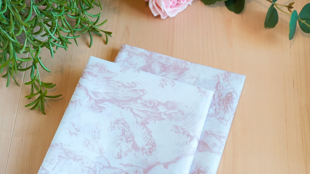 Dusty Pink Toile De Jouy Tissue Paper, Dusty Pink Tissue Paper, French ...