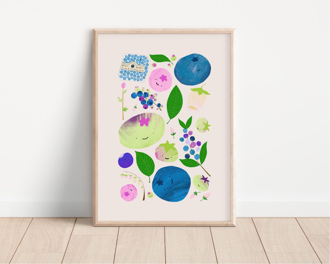 Blueberries Varieties Illustration | DIGITAL Art Print, Nursery Wall ...