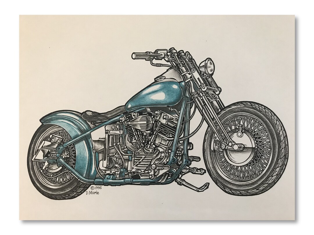 Custom Knucklehead Engine Motorcycle Wall Art - 81 Spoke Wheels Biker ...