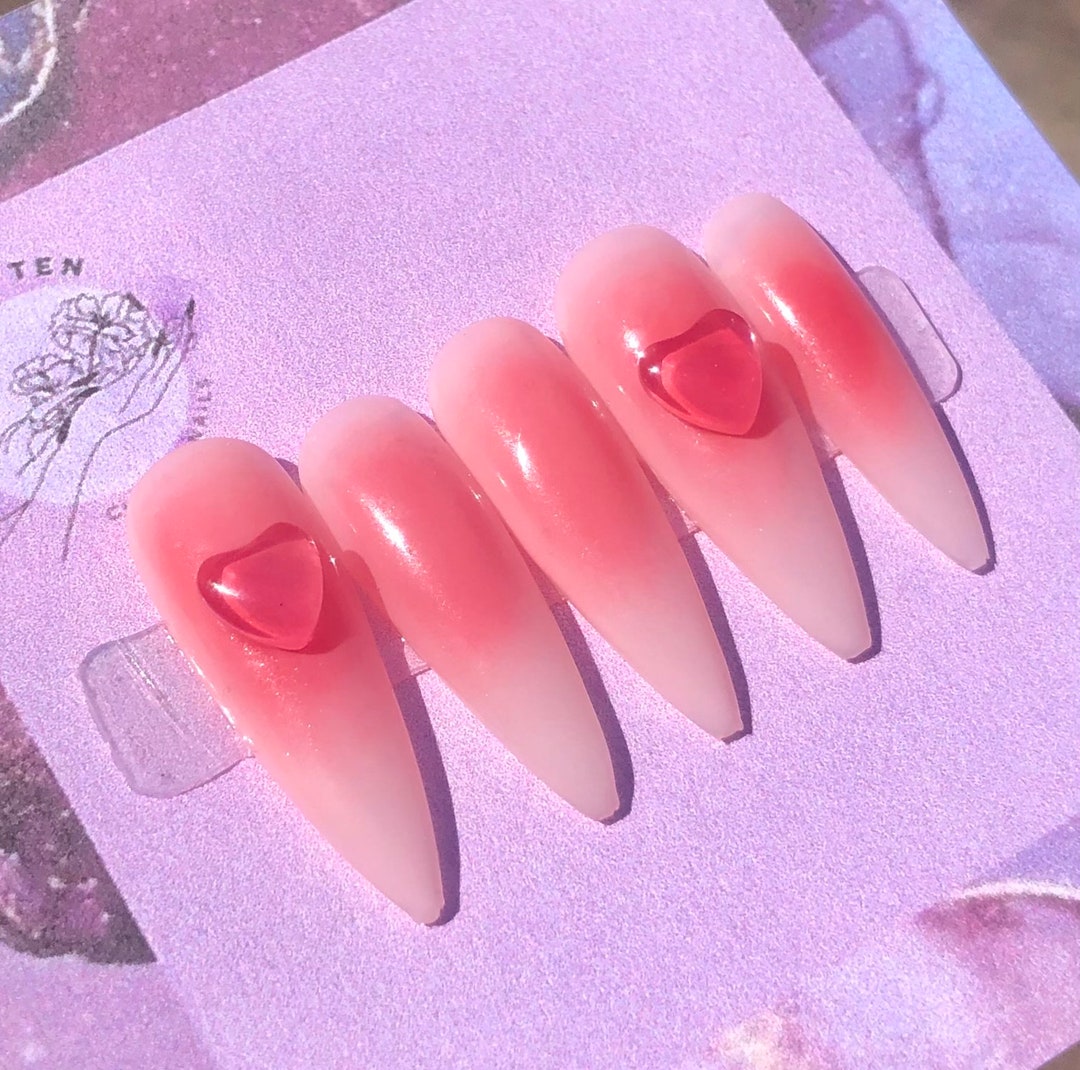 Korean Blush Nails/ Korean Cheek Nails/ Blue Nails/ Cheek - Etsy