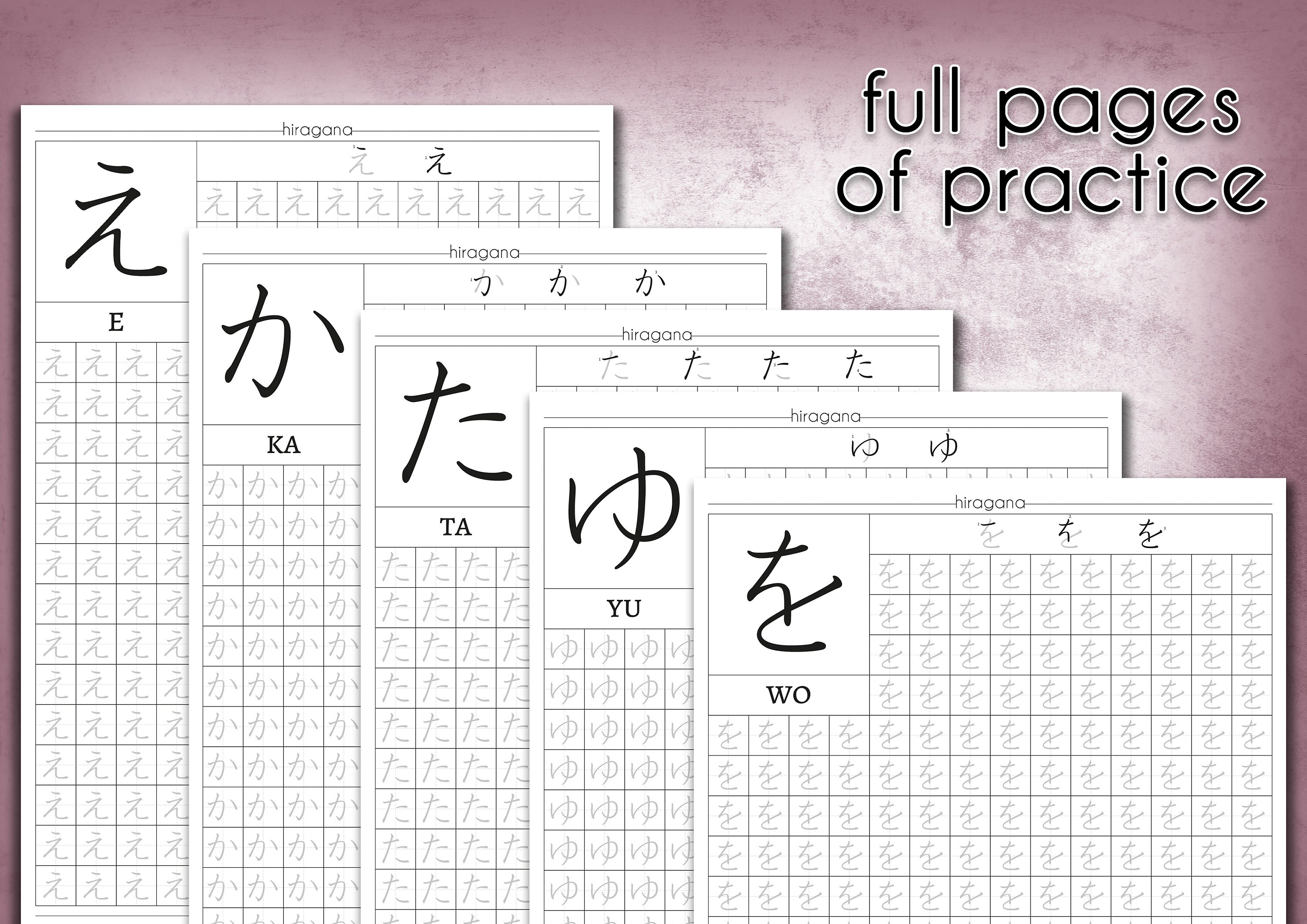 Japanese Hiragana and Katakana Worksheet, Learn Japanese Language ...