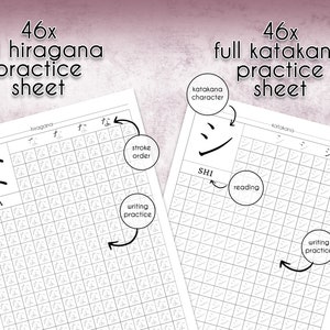 Japanese Hiragana and Katakana Worksheet, Learn Japanese Language ...