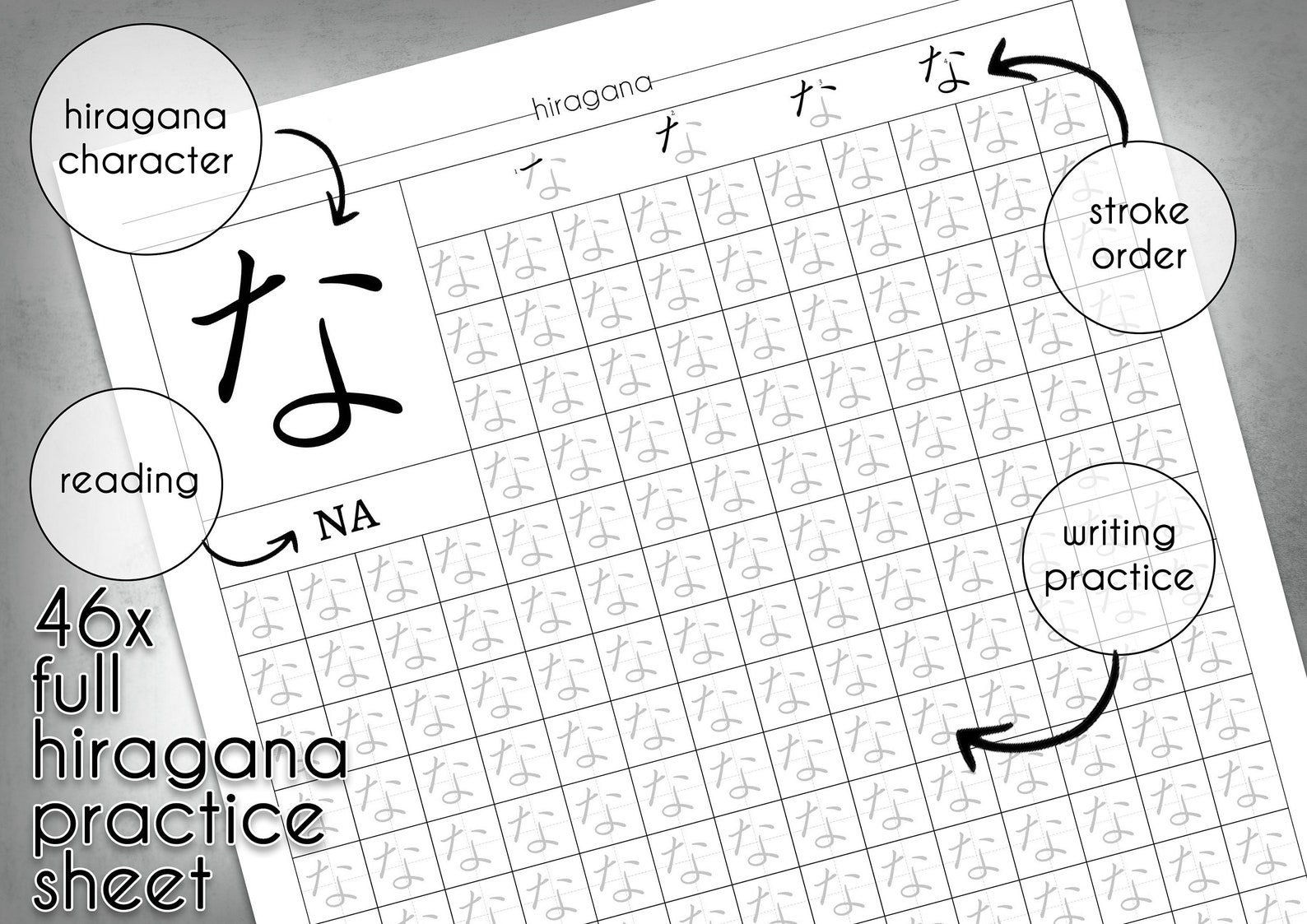 Japanese Hiragana Worksheet, Learn Japanese Language, Charts for ...