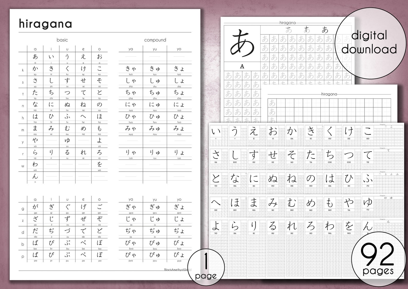 Japanese Hiragana and Katakana Worksheet, Learn Japanese Language ...