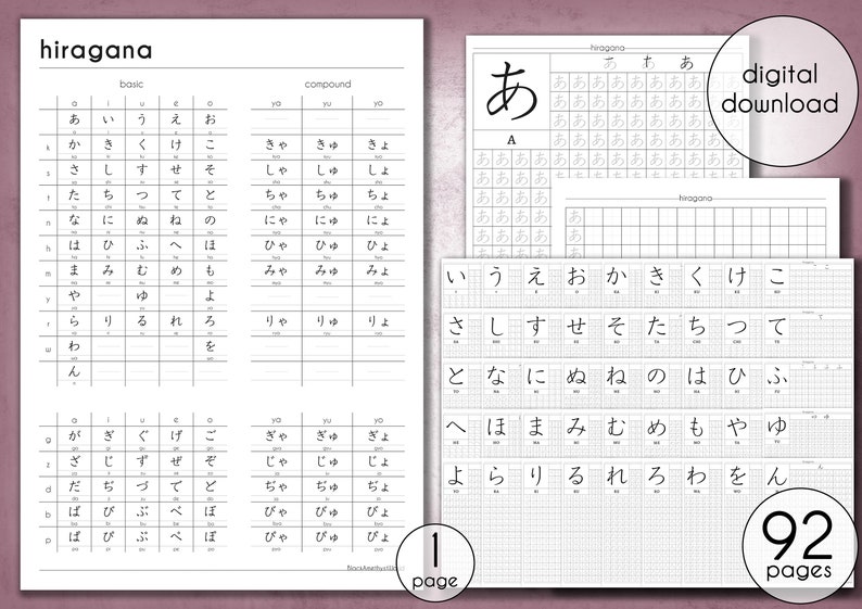 Japanese Hiragana and Katakana Worksheet, Learn Japanese Language ...