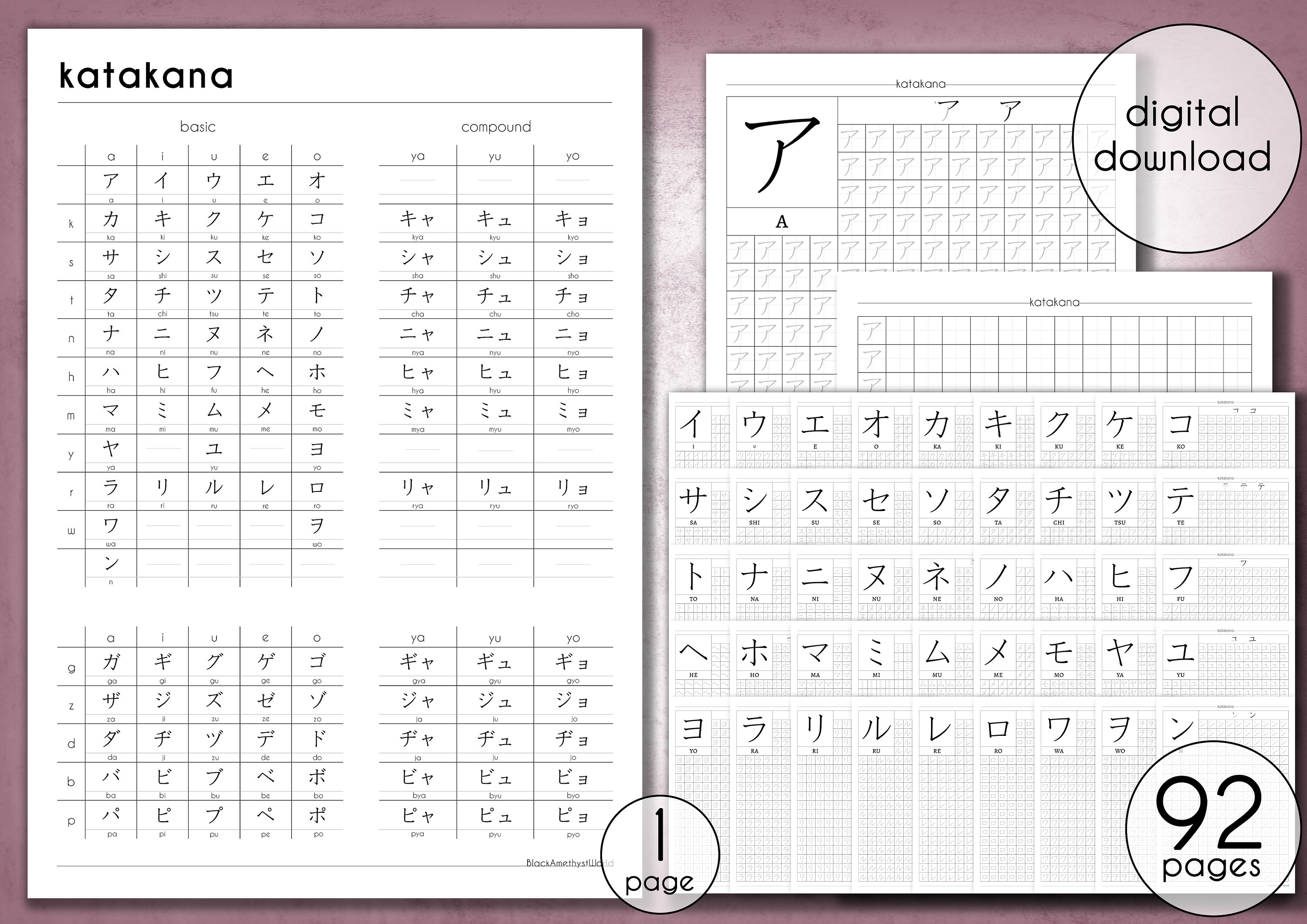 Japanese Hiragana and Katakana Worksheet Learn Japanese - Etsy