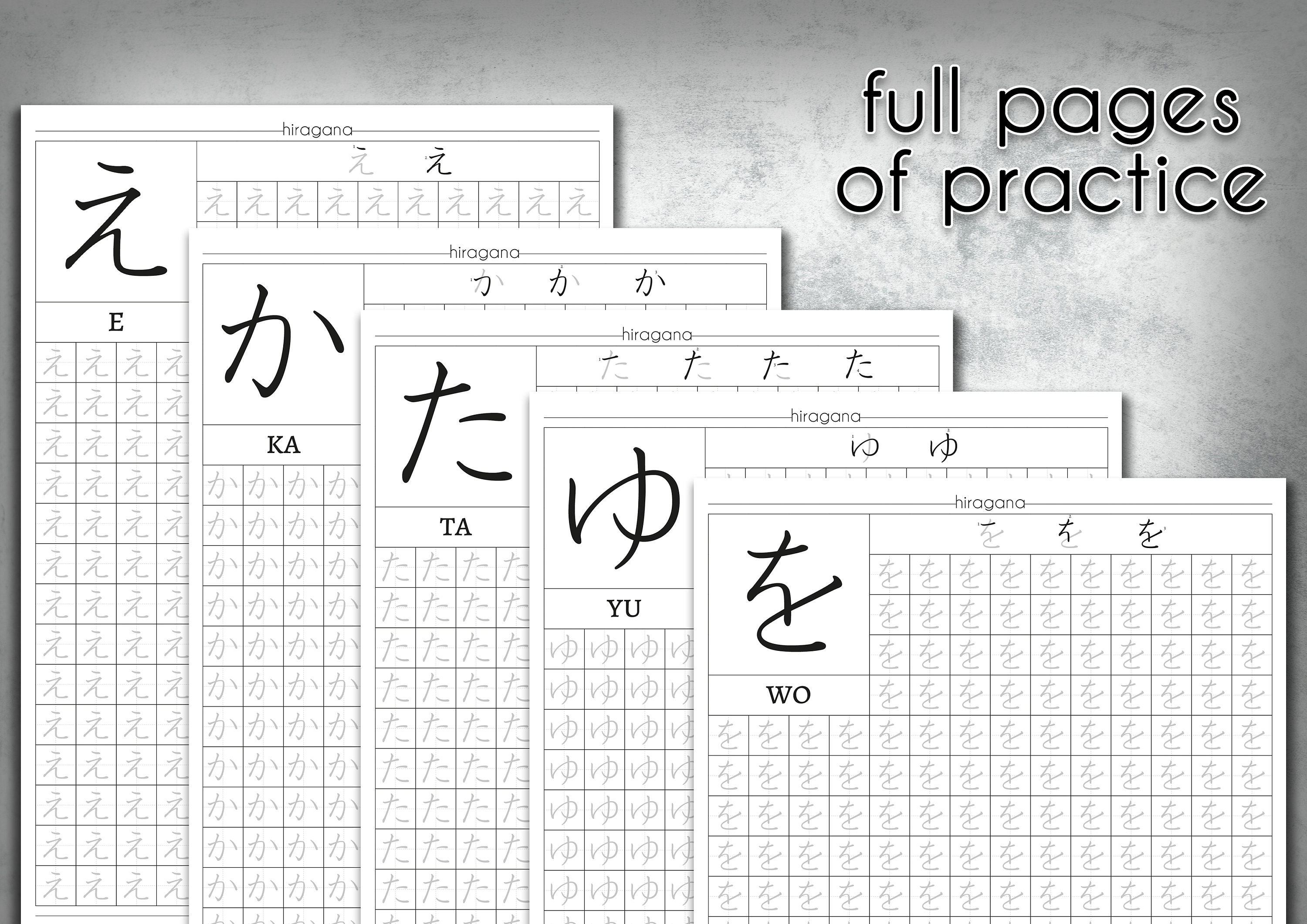 Japanese Hiragana Worksheet, Learn Japanese Language, Charts for ...