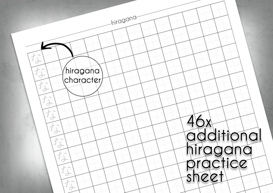 Japanese Hiragana Worksheet, Learn Japanese Language, Charts for ...