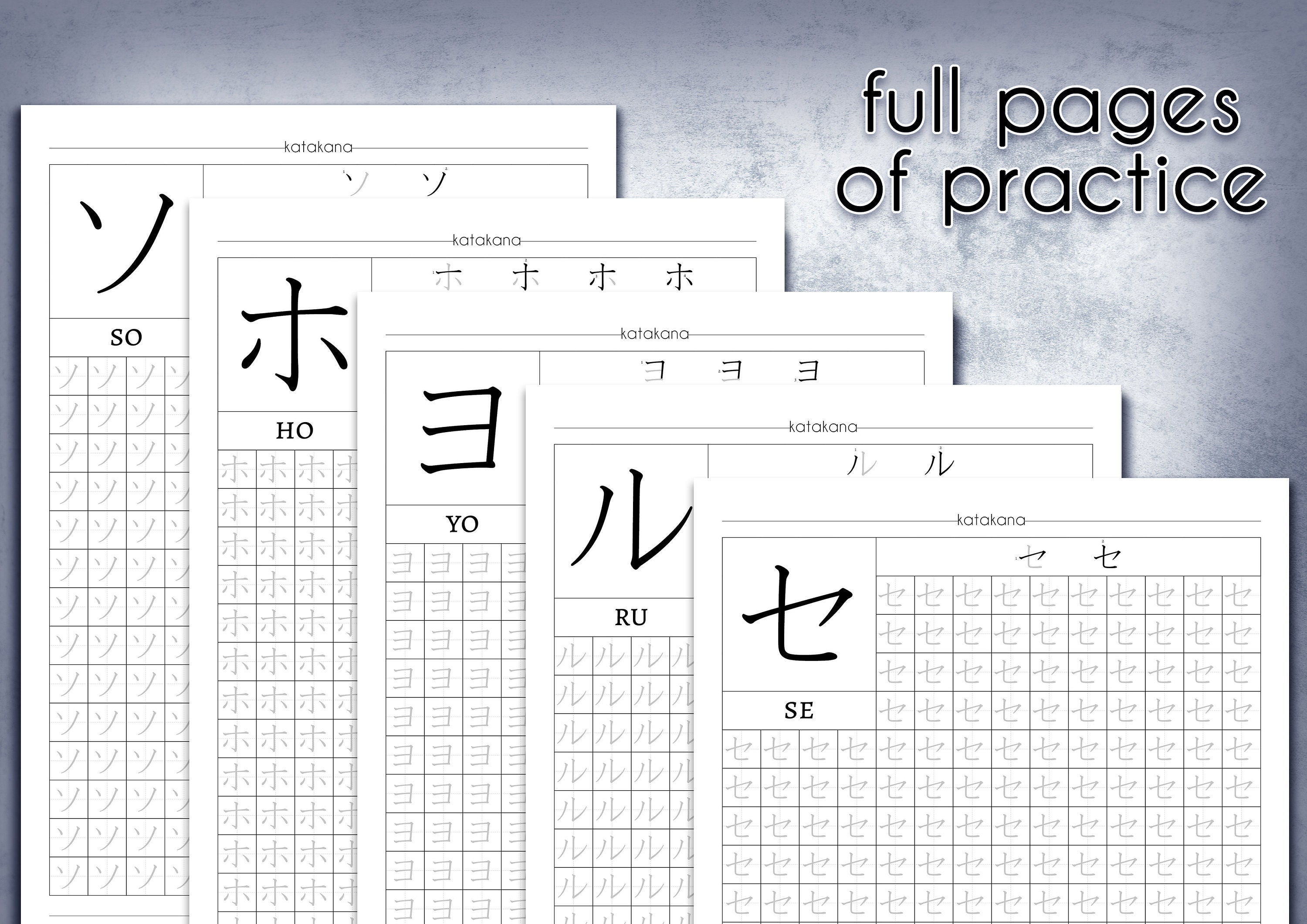 Japanese Katakana Worksheet, Learn Japanese Language, Charts for ...