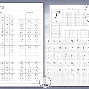 Japanese Katakana Worksheet, Learn Japanese Language, Charts for ...