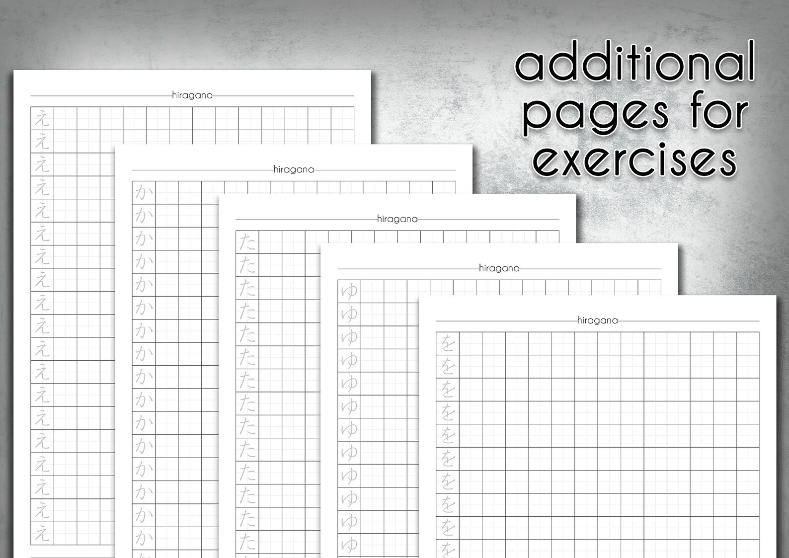 Japanese Hiragana Worksheet, Learn Japanese Language, Charts for ...