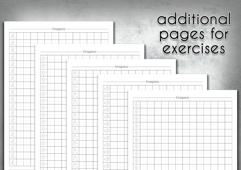 Japanese Hiragana Worksheet, Learn Japanese Language, Charts for ...