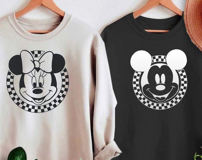 Couples Disneyland Sweatshirt, Retro Disney Sweatshirt, Checkered ...