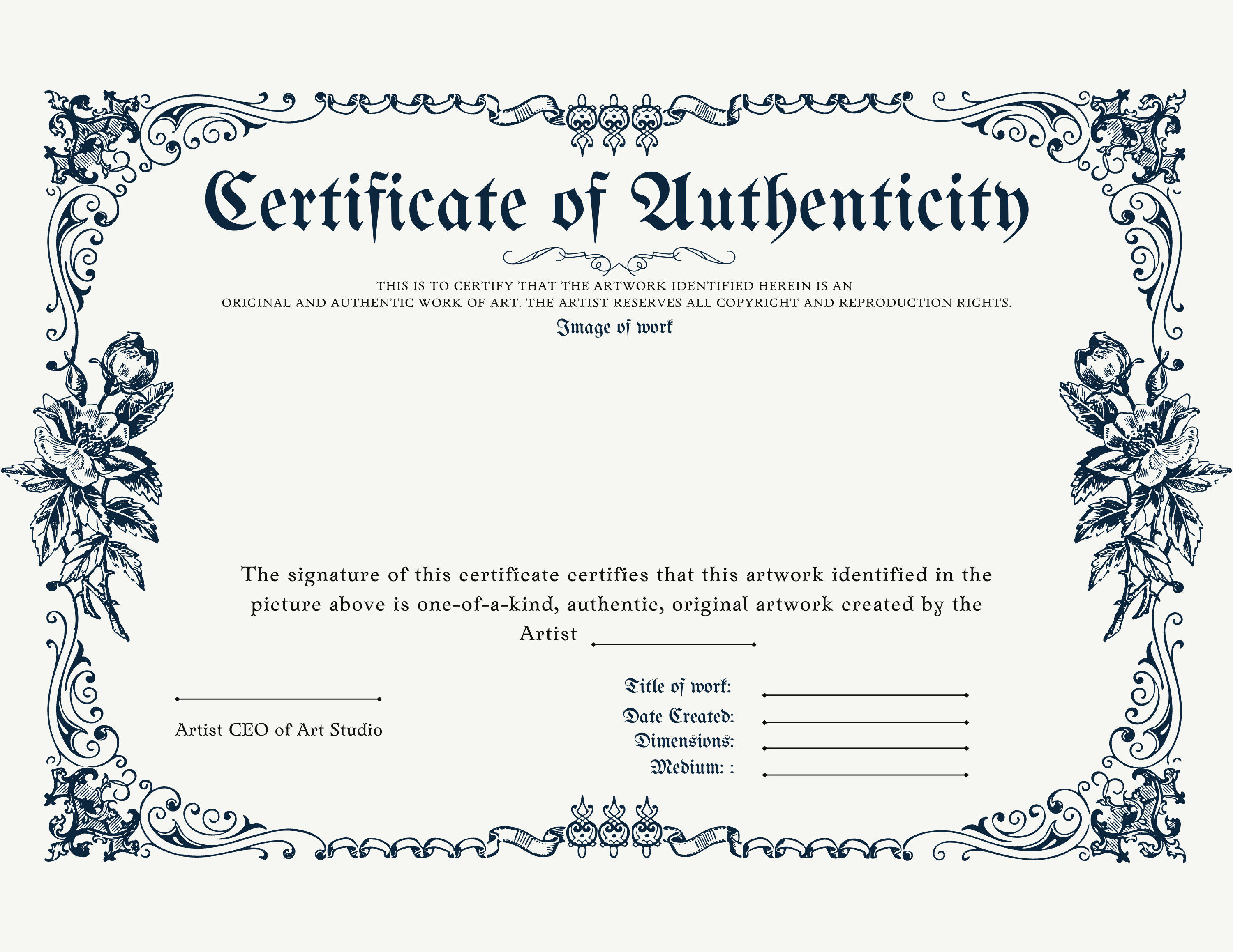 Certificate Of Authenticity Template Autograph