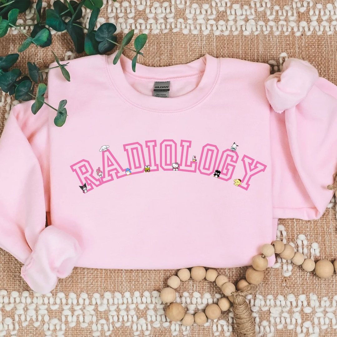 Pink-radiology Varsity Characters Kawaii Cozy Sweater - Etsy