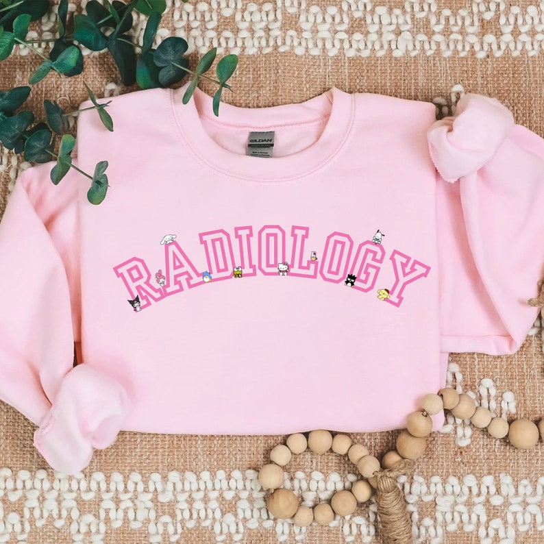 Pink-radiology Varsity Characters Kawaii Cozy Sweater - Etsy