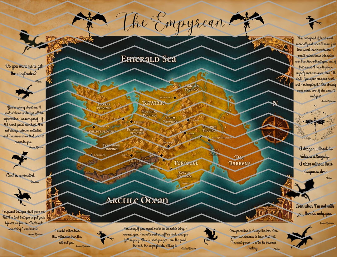 Fourth Wing - Iron Flame Map & Quotes - Etsy
