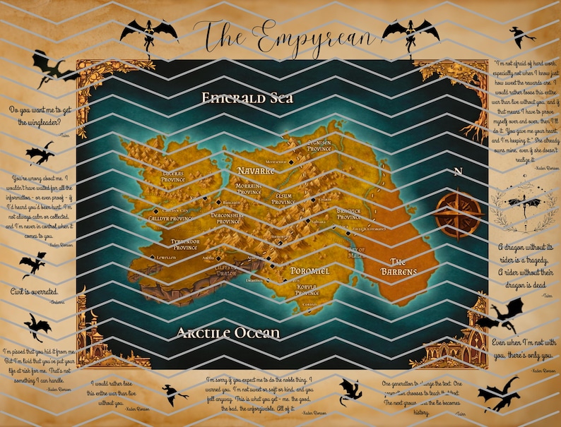 Fourth Wing Iron Flame Map & Quotes - Etsy