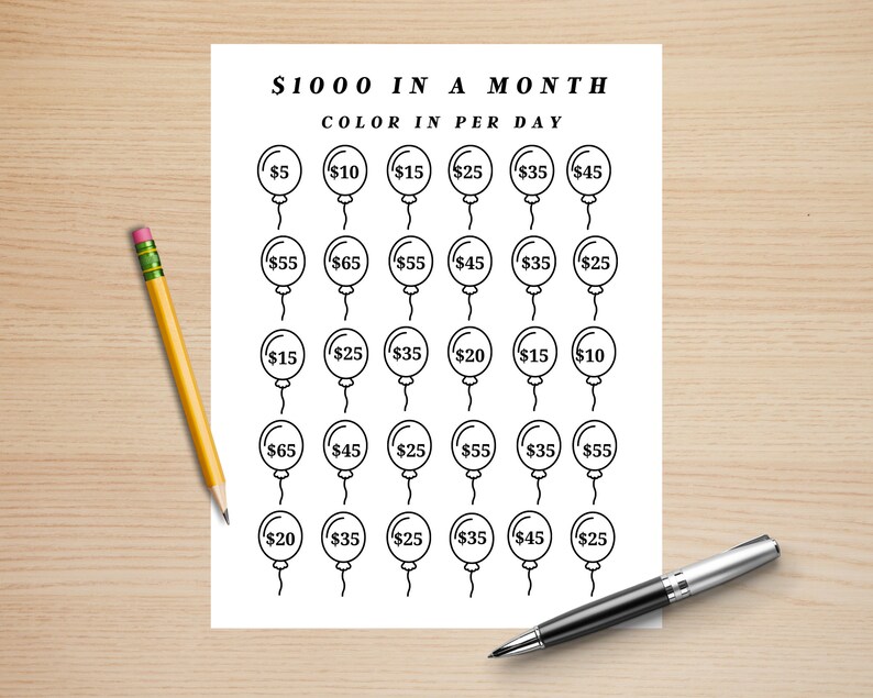 Printable Money Saving Challenge 1K in a Month Budget - Etsy New Zealand