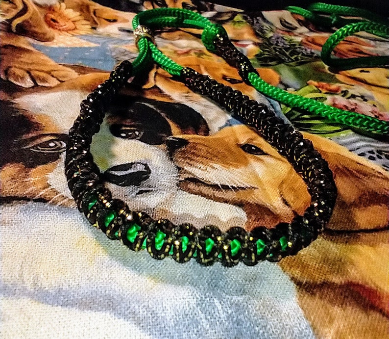 Elegant Blue Dog Show Collar & Beaded Show Lead, Dog Leash. Smooth or ...